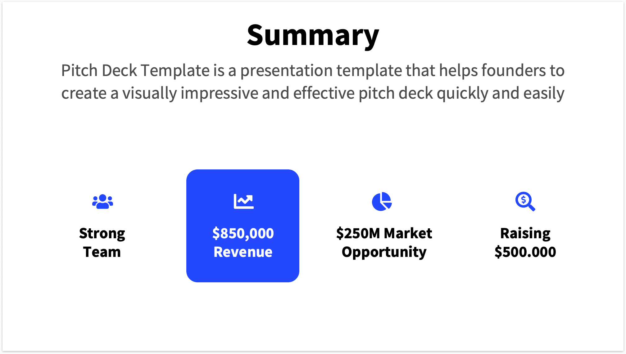 Summary Slide | Pitch Deck Template Viewer BaseTemplates