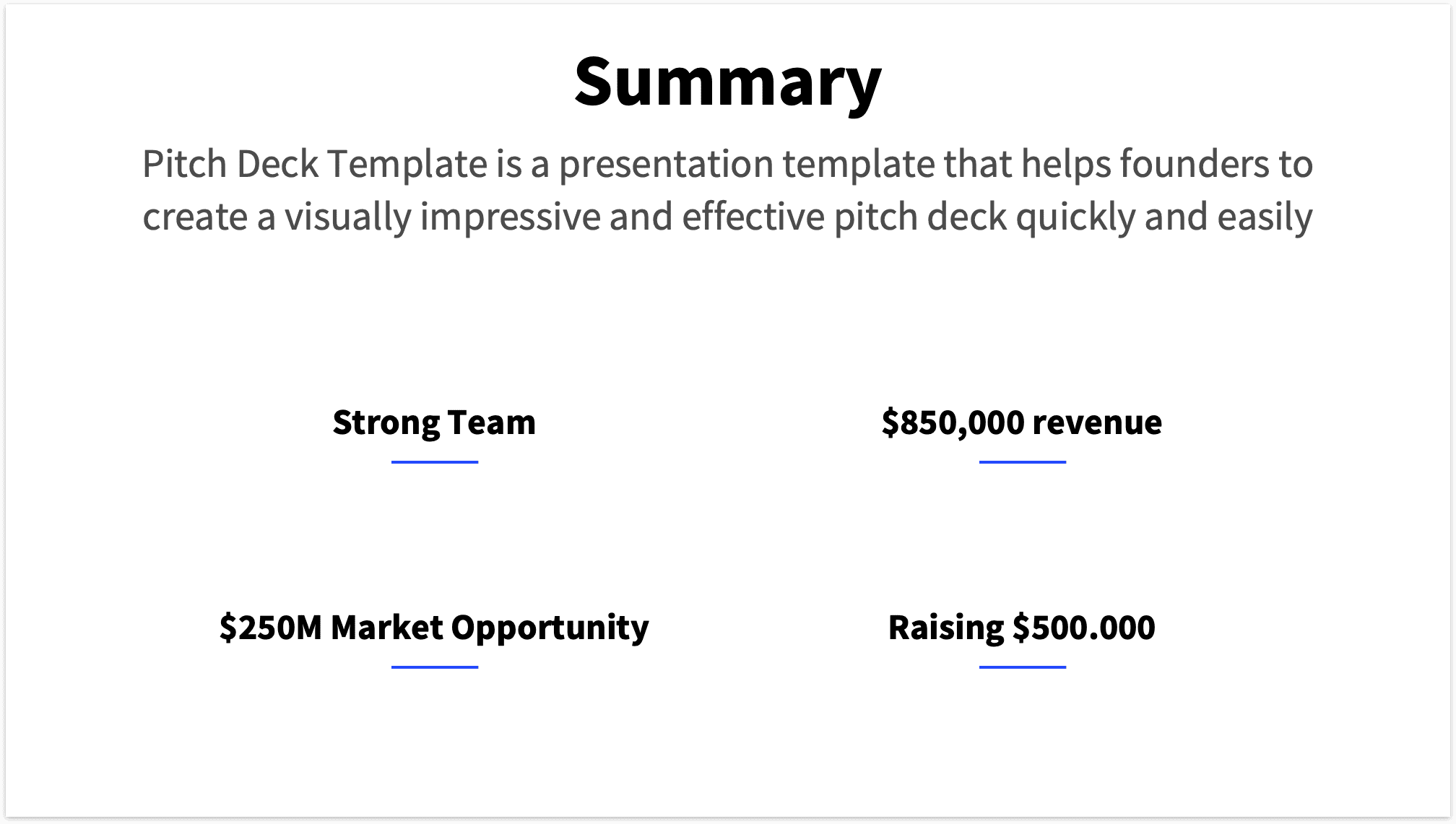 Summary Slide | Pitch Deck Template Viewer BaseTemplates