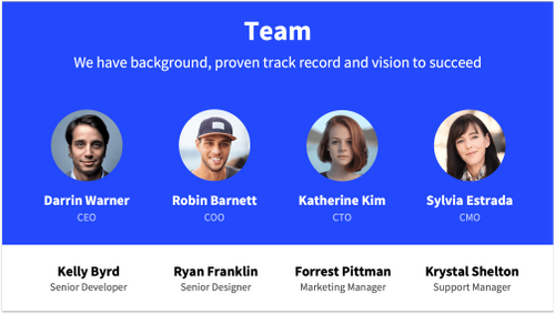 Team Slide | Pitch Deck Template Viewer BaseTemplates