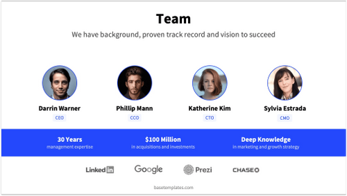 Team Slide | Pitch Deck Template Viewer BaseTemplates