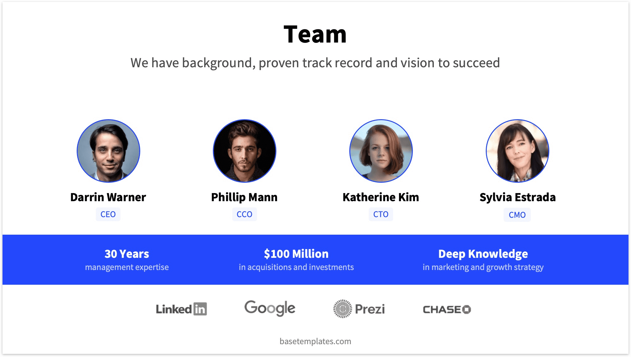 Team Slide | Pitch Deck Template Viewer BaseTemplates