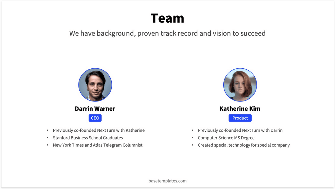 Team Slide | Pitch Deck Template Viewer BaseTemplates