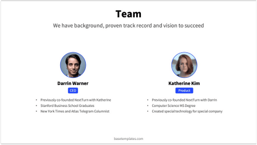 Team Slide | Pitch Deck Template Viewer BaseTemplates
