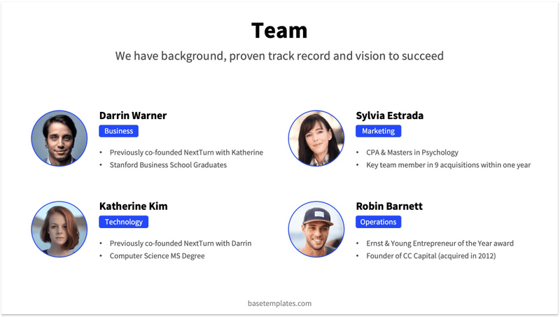 Team Slide | Pitch Deck Template Viewer BaseTemplates