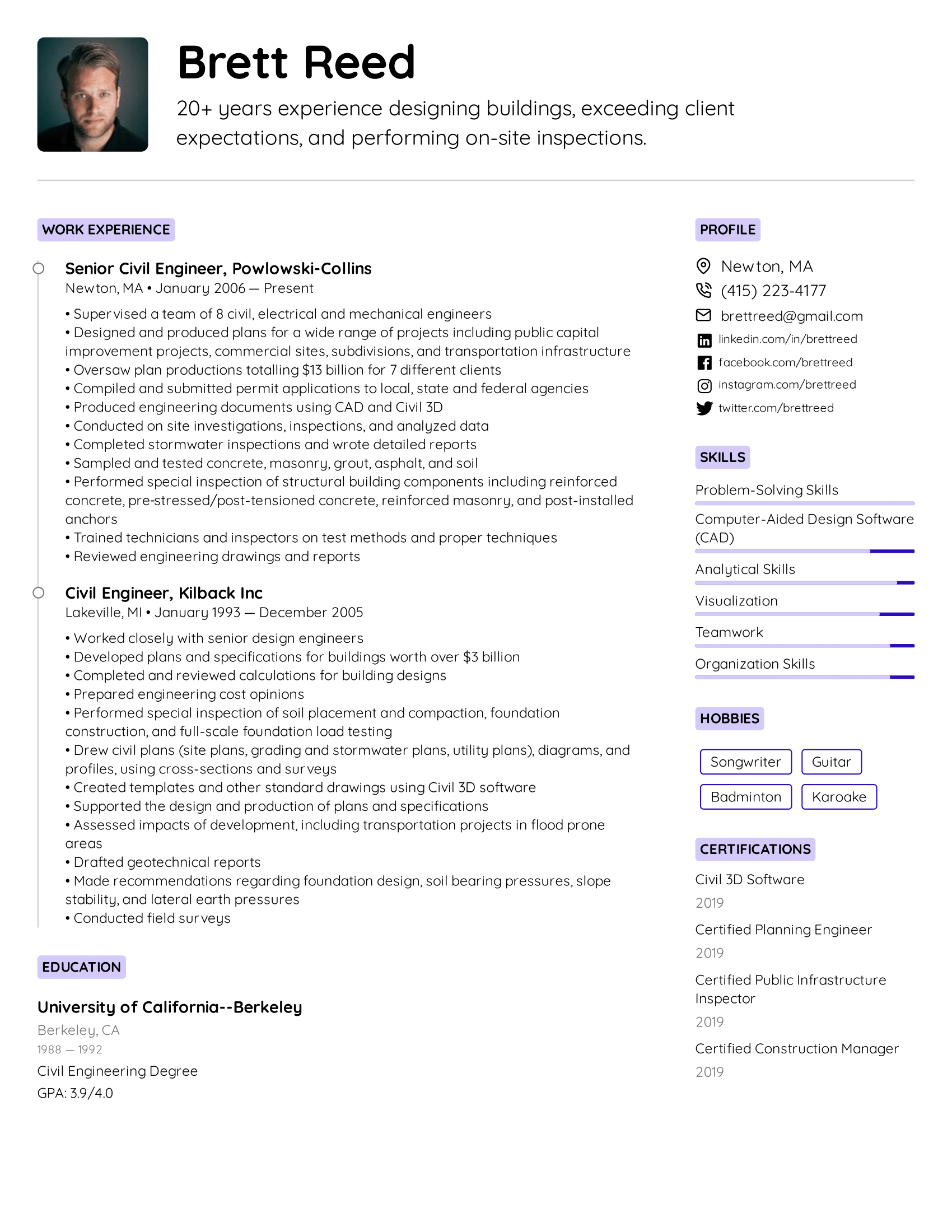  23 Sannheter Du Ikke Visste Om Summary For Civil Engineer Resume 