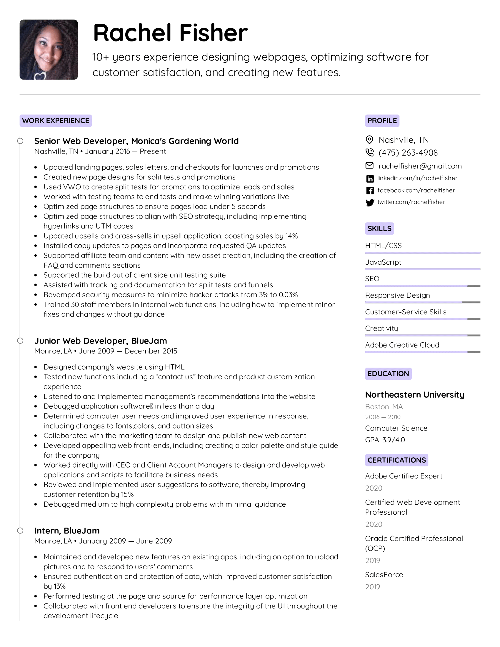 Web Developer Resume Example Writing Tips For 2020