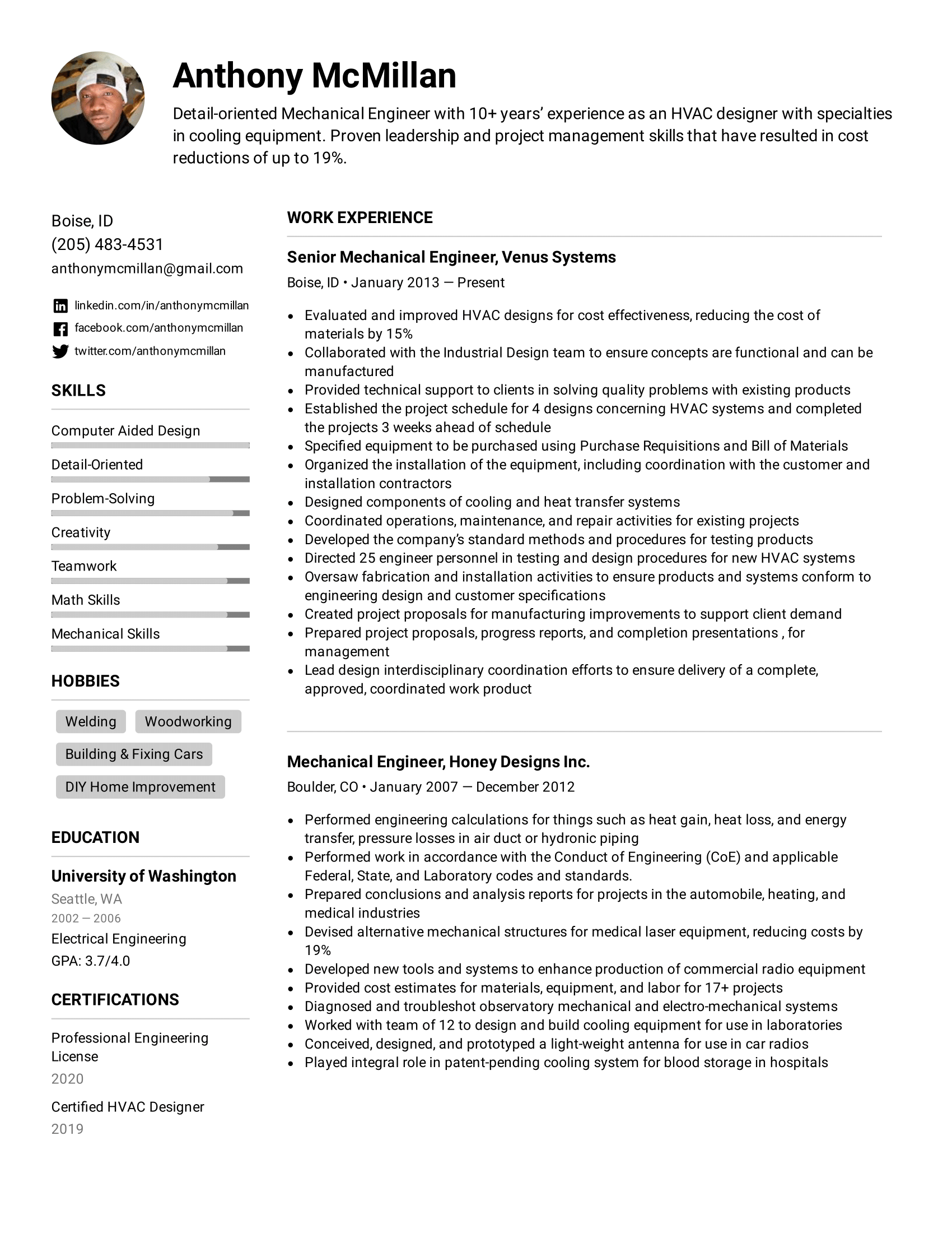 Mechanical Engineer Resume Example Writing Tips For 2020