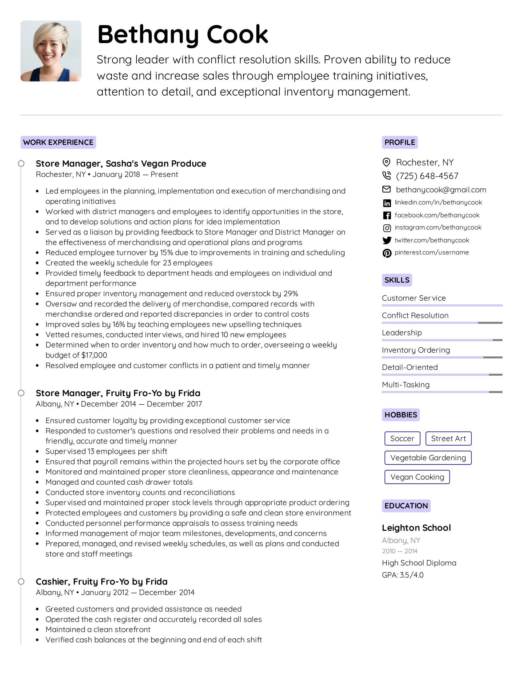 Store Manager Resume Example Writing Tips For 2020