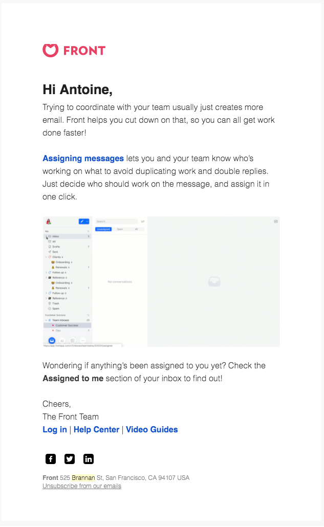 Front Onboarding Email Flow - SaaSFrame