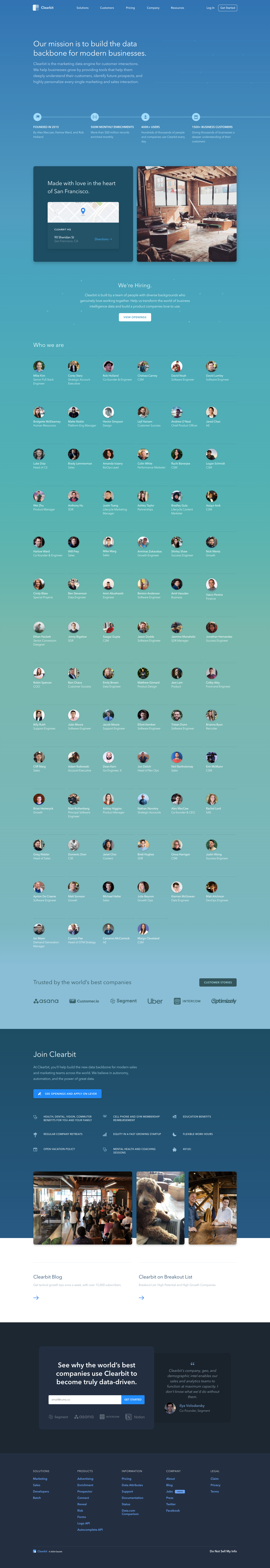 Clearbit About Page - SaaSFrame