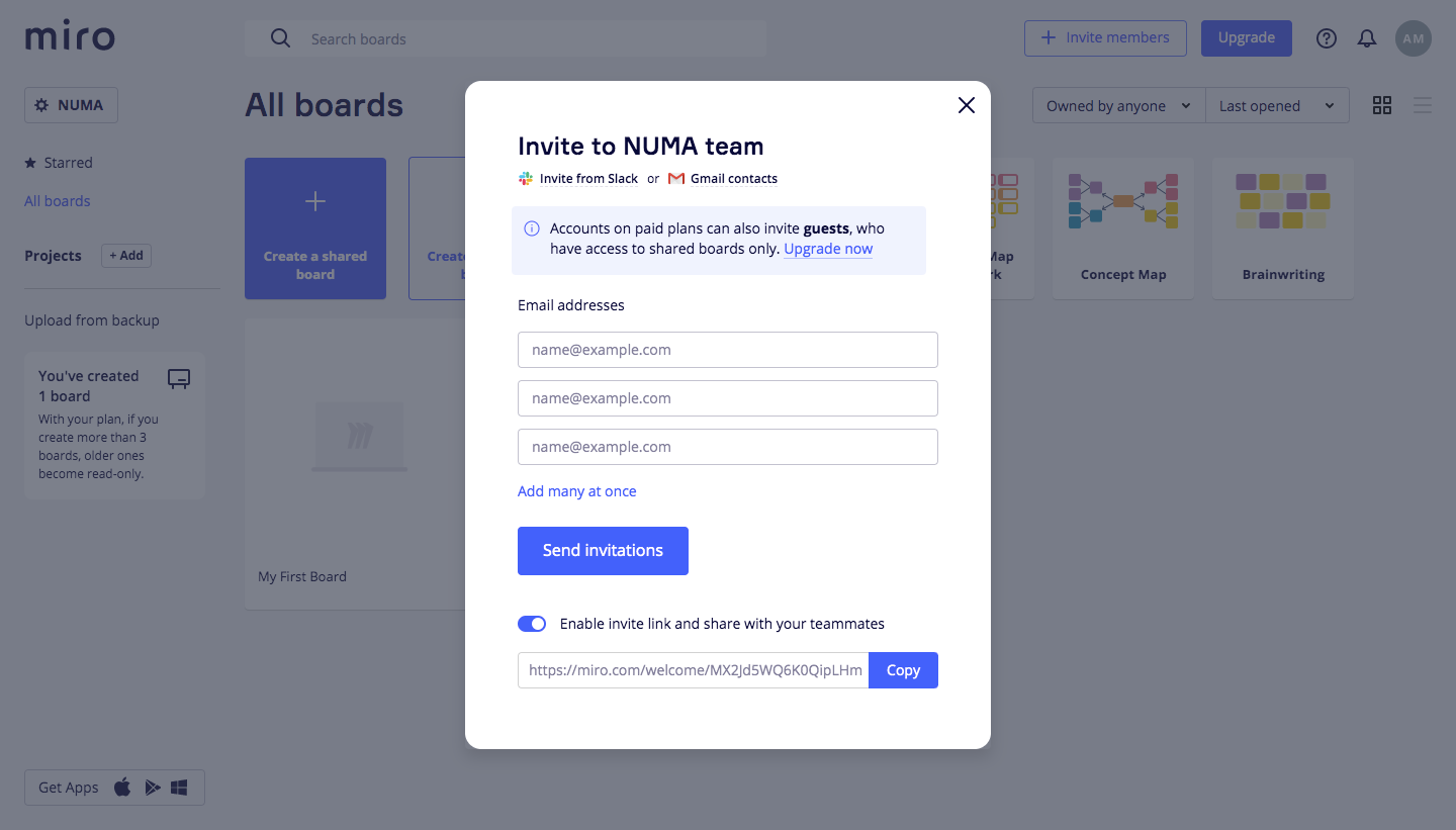 Miro Invite Team Members - SaaSFrame