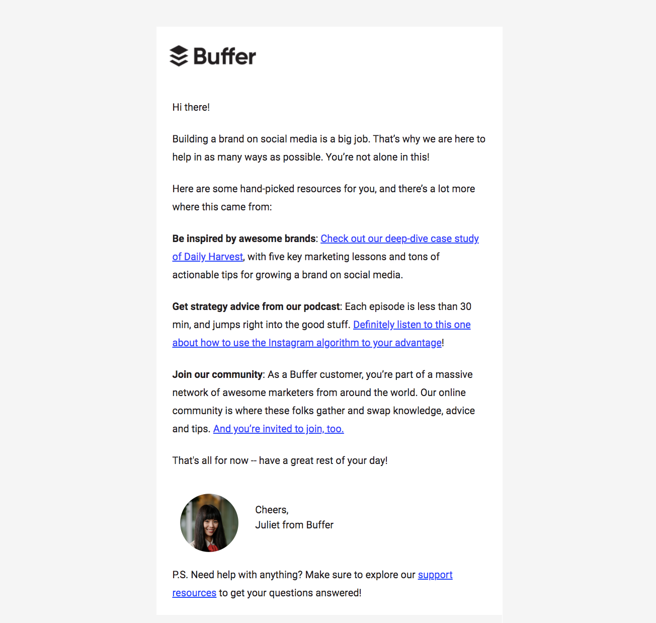 Buffer Onboarding Emails - SaaSFrame
