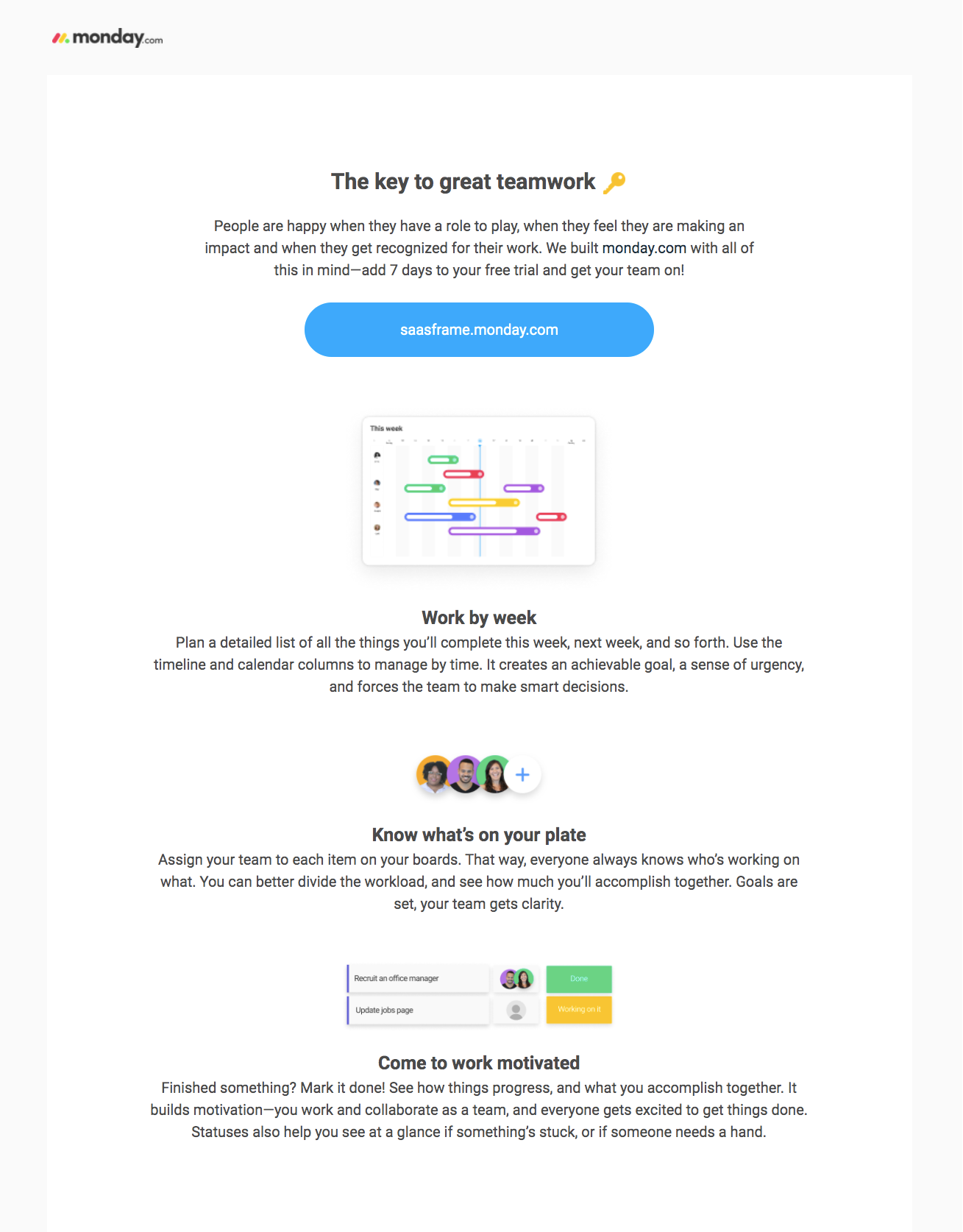 Monday Onboarding Emails - SaaSFrame