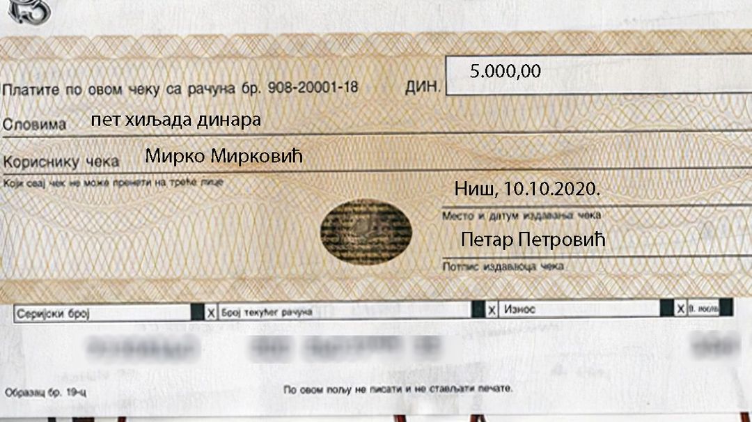 Čekovi | Kako se popunjava ček