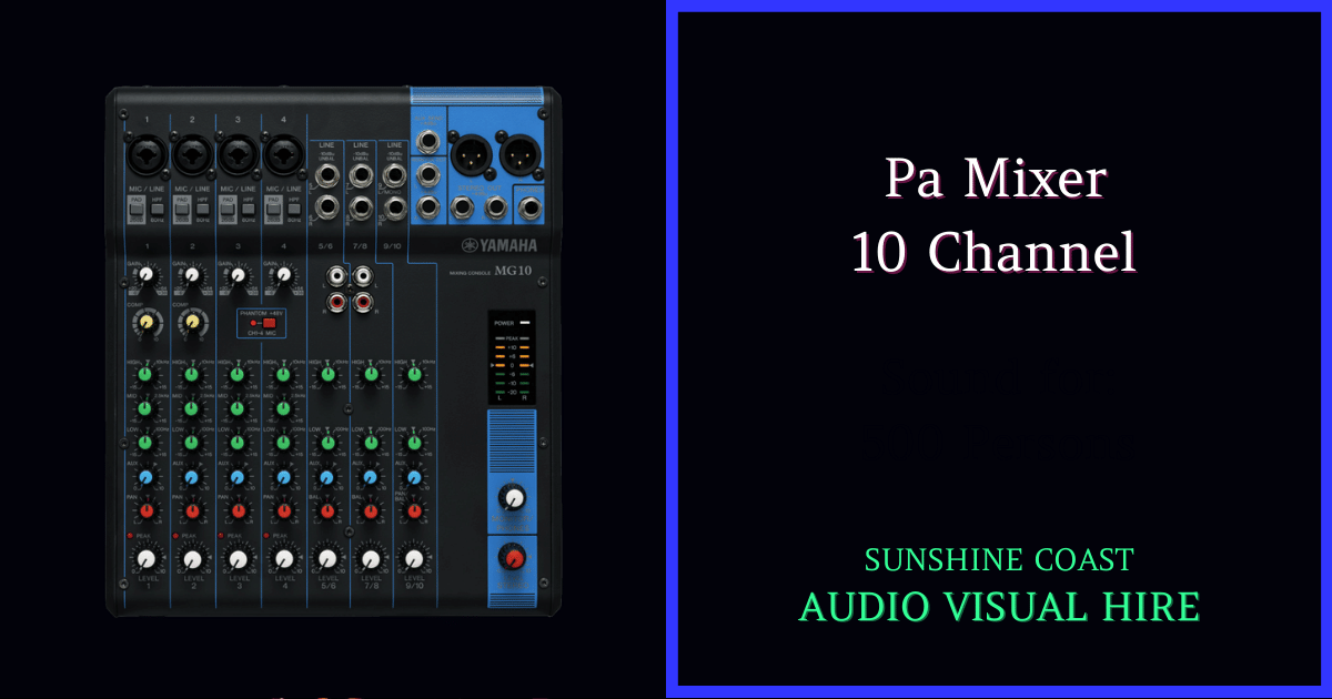 Pa Mixer Band Or Dj 10 Channel Hire - Sunshine Coast
