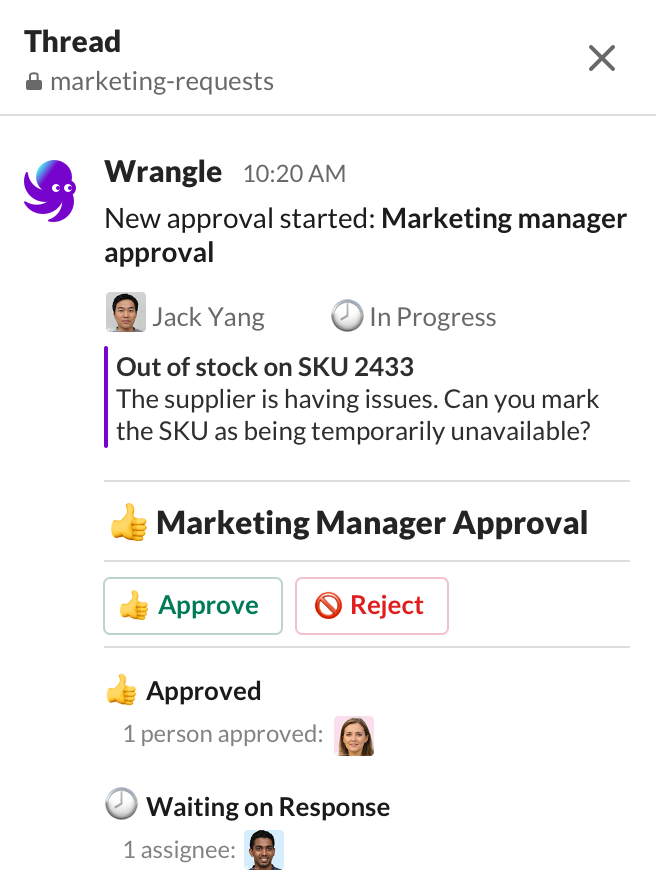 Wrangle - Approval and Ticketing Workflows in Slack