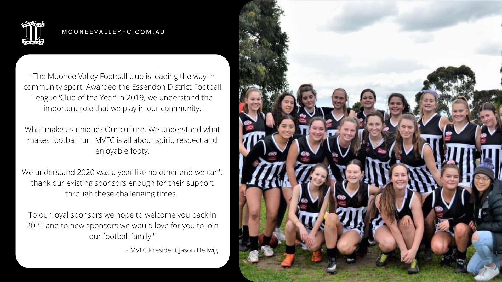 Become a sponsor of Moonee Valley FC