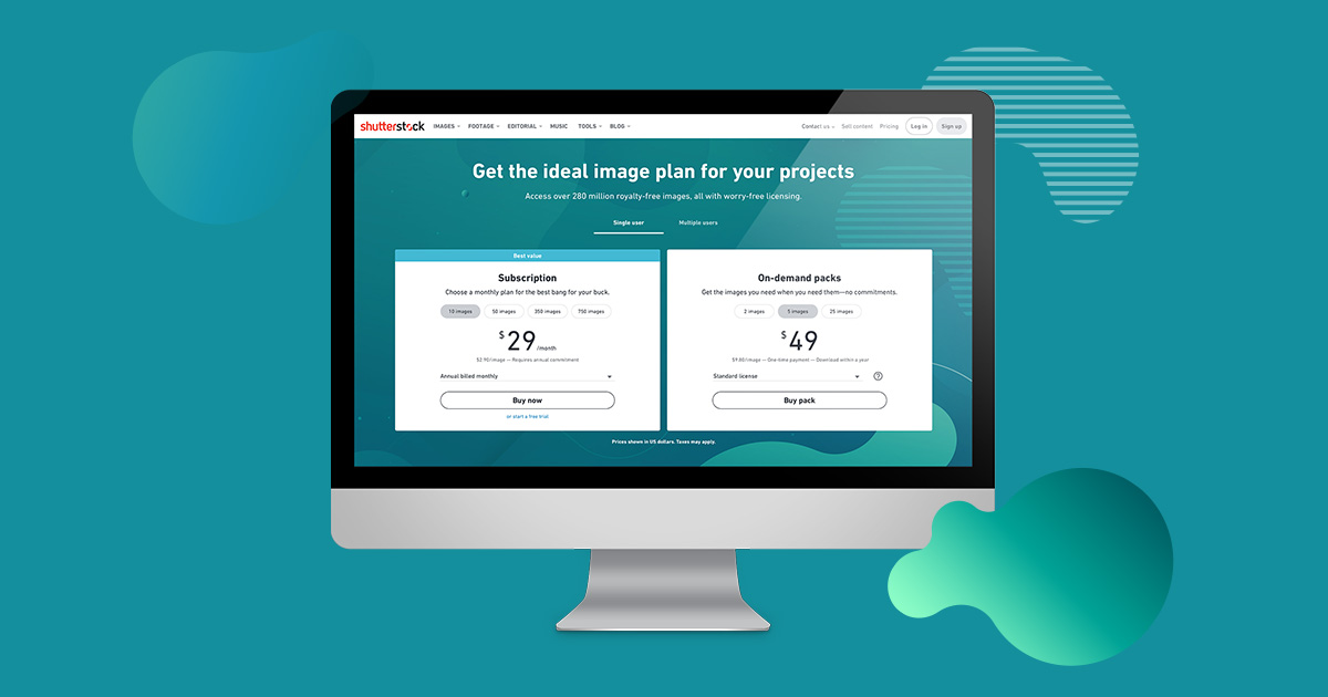 Shutterstock Pricing Page