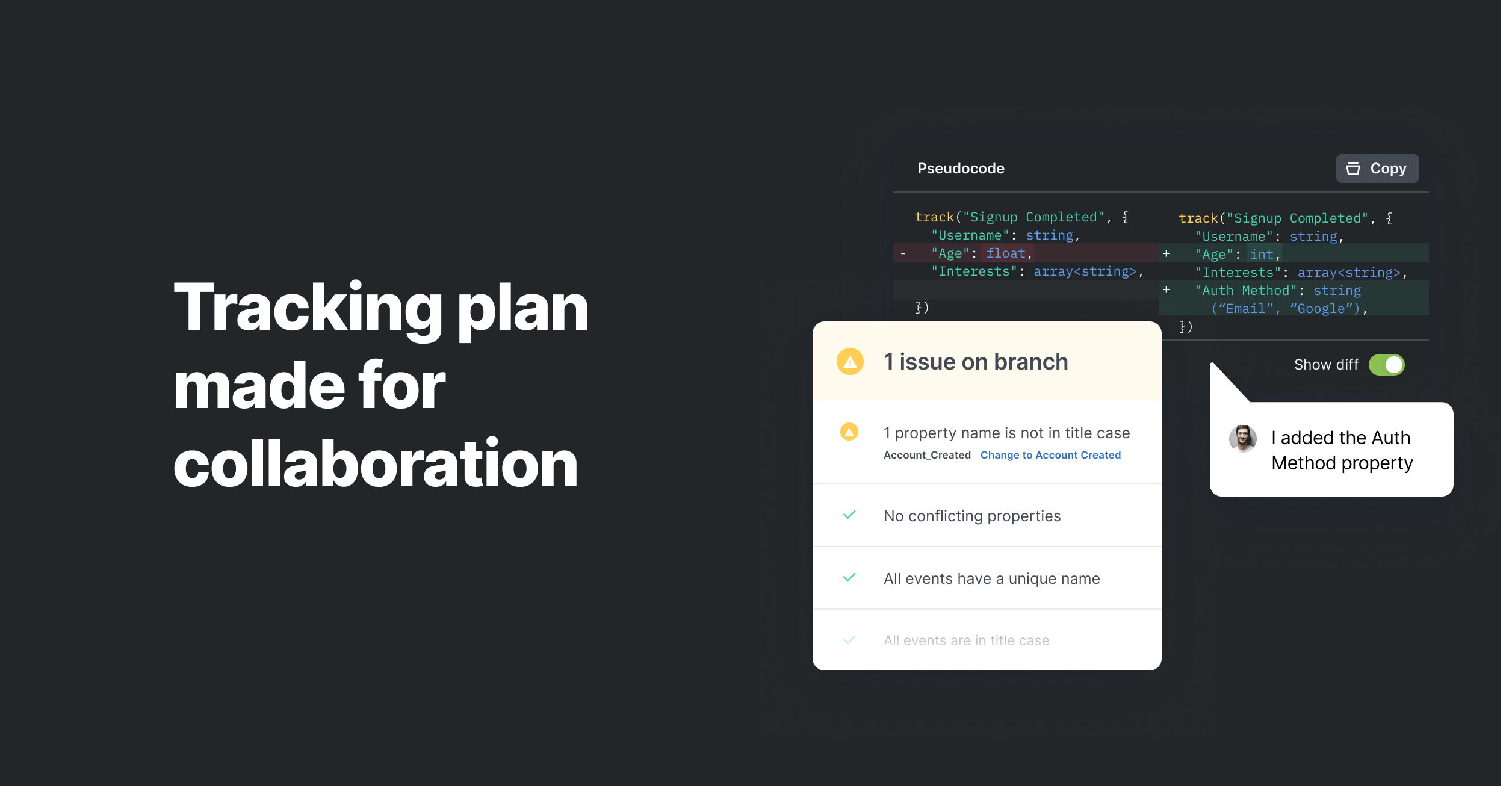 A Tracking Plan made for collaboration
