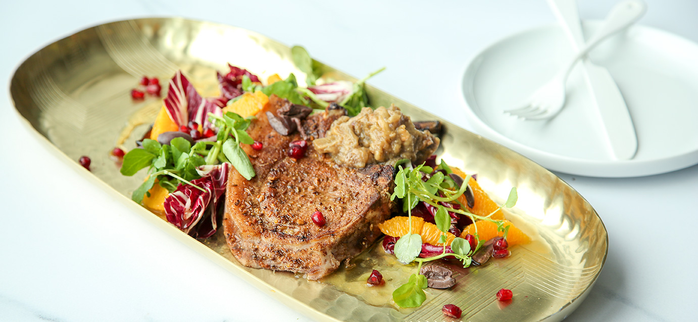 Moroccan Spiced Pork Chop with Babaganoush | NZ Pork 6+2+2