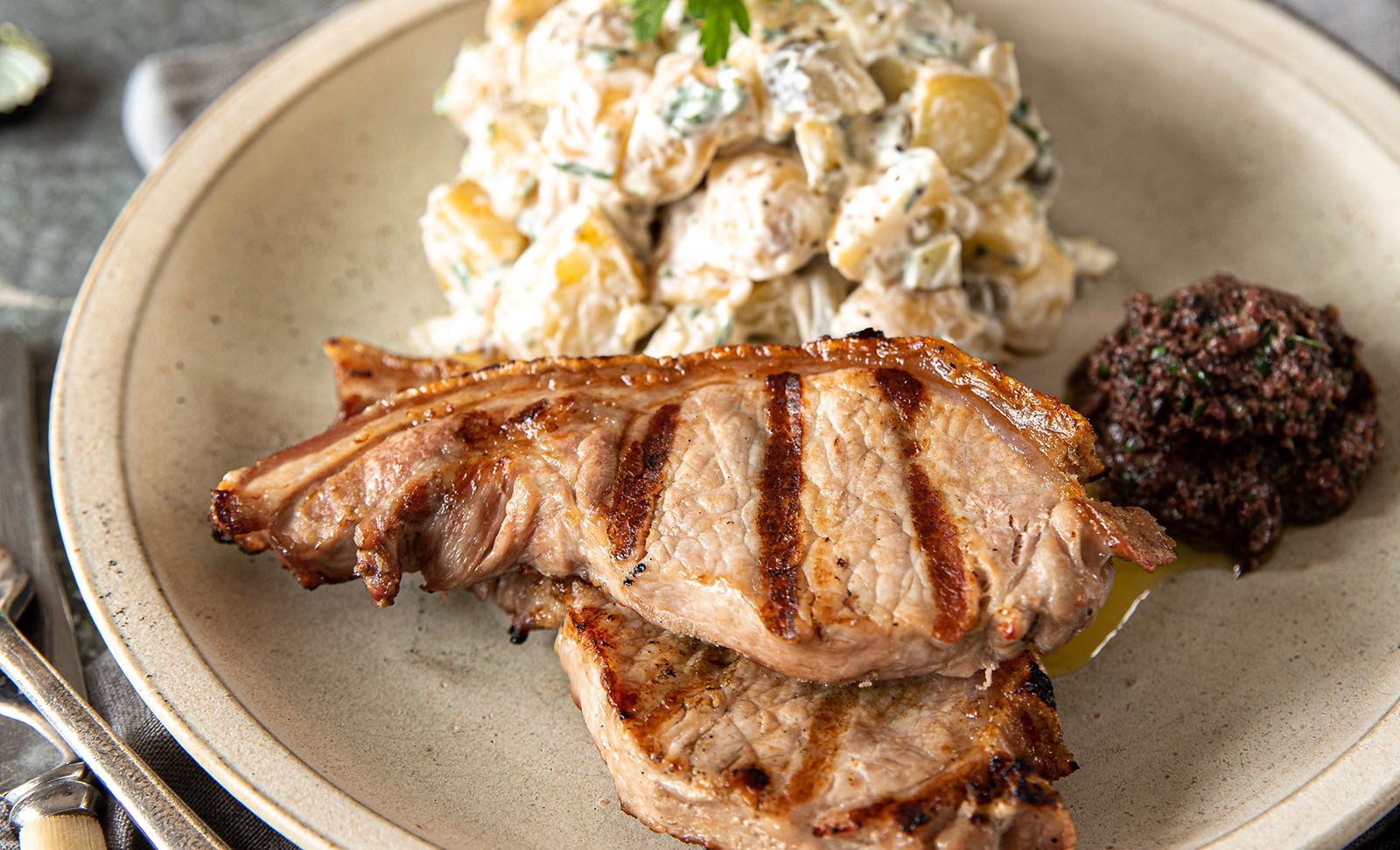 BBQ Pork Steaks with Potato Salad & Tapenade | NZ Pork & The Backyard Cook
