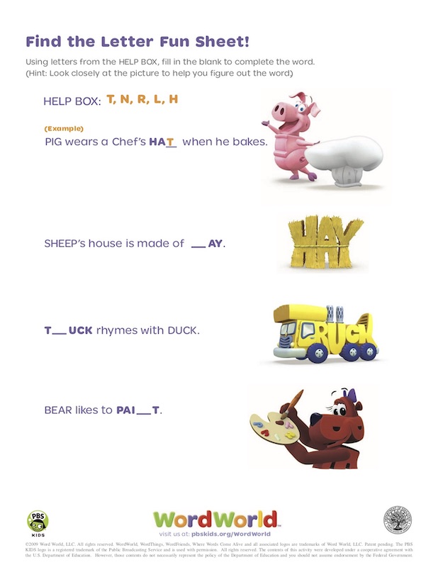 WordWorld: Printable Activities