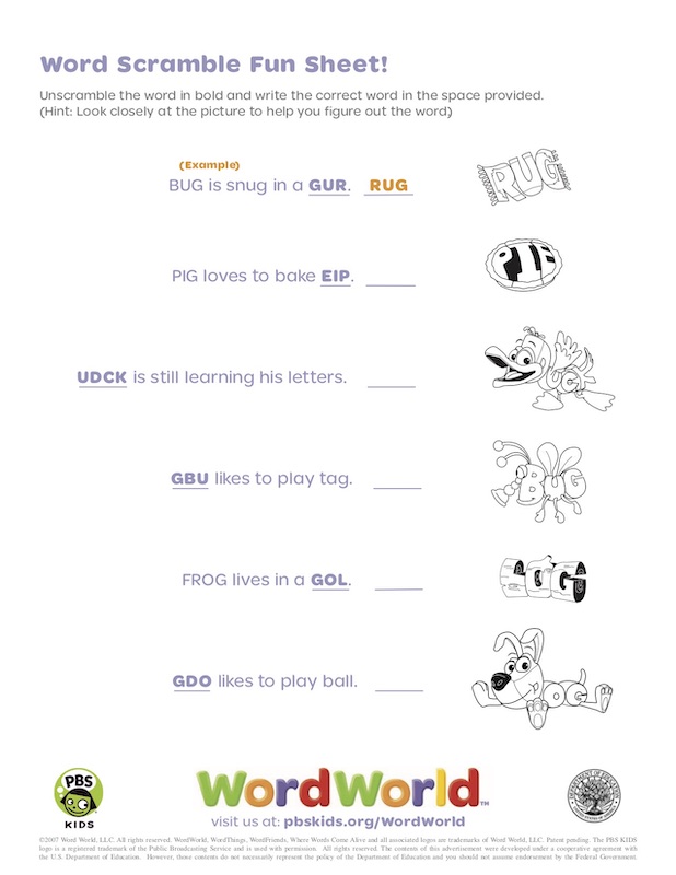 WordWorld: Printable Activities