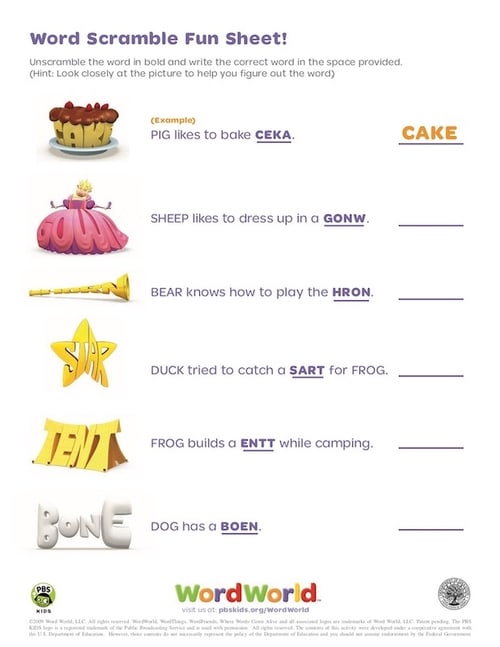 WordWorld: Printable Activities