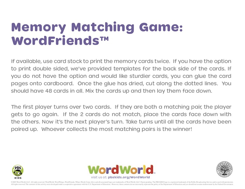 WordWorld: Printable Activities