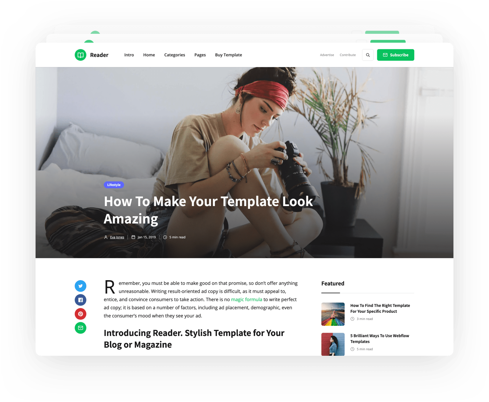 Reader - Webflow HTML website template