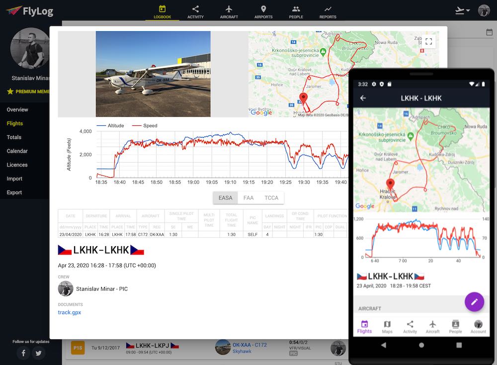 Pilot Logbook with VFR navigation