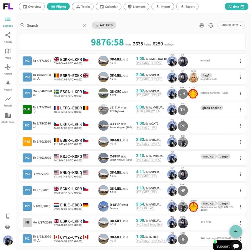 Pilot Logbook and VFR navigation