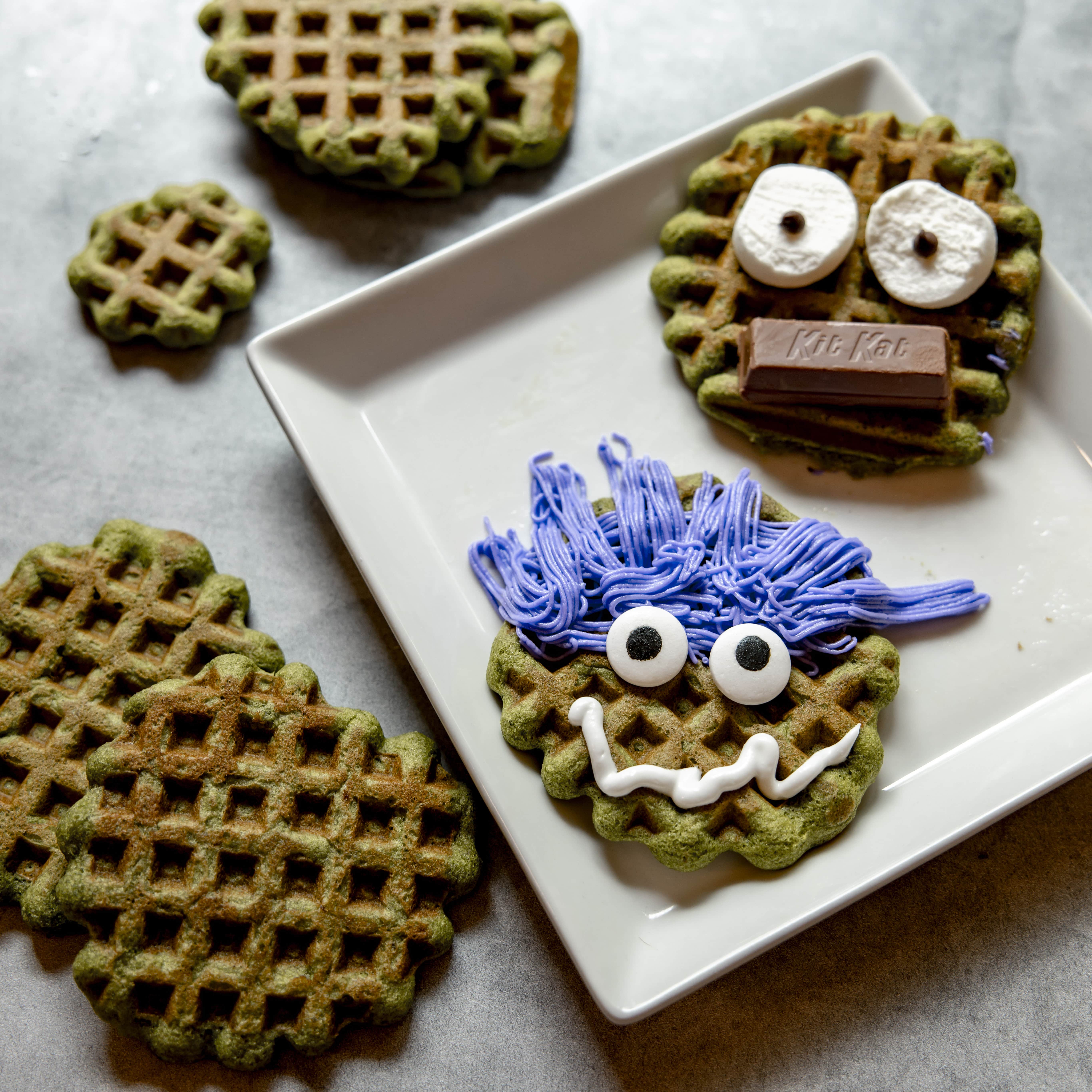 Halloween Matcha Monster Waffles | Flourish Flour