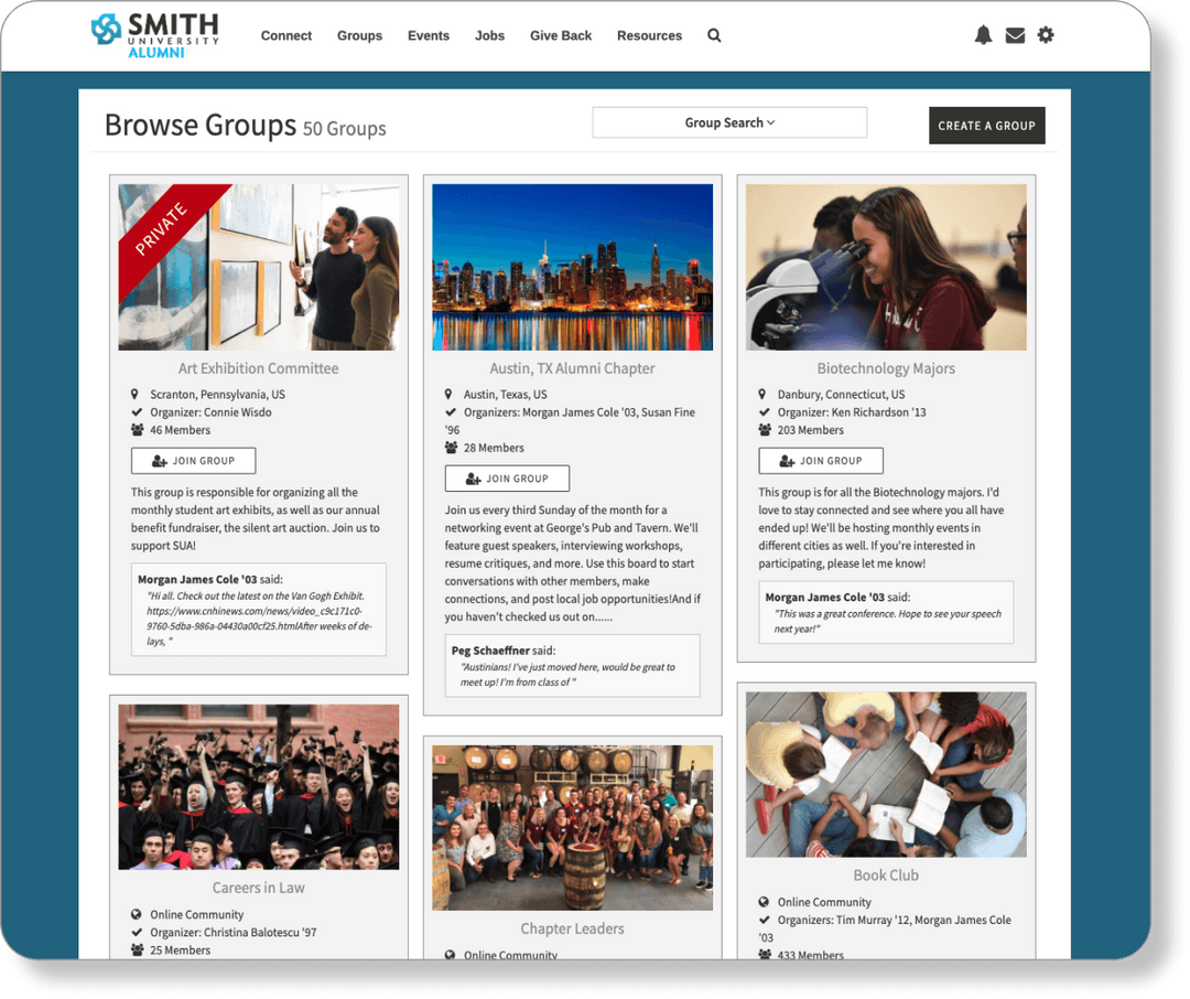 Alumni database software that is engaging and intuitive.