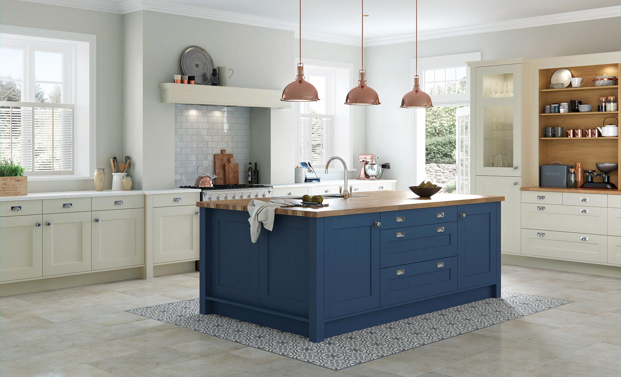 Kitchen Stori Wakefield Mussel & Parisian Blue Kitchen | Plyko Kitchens