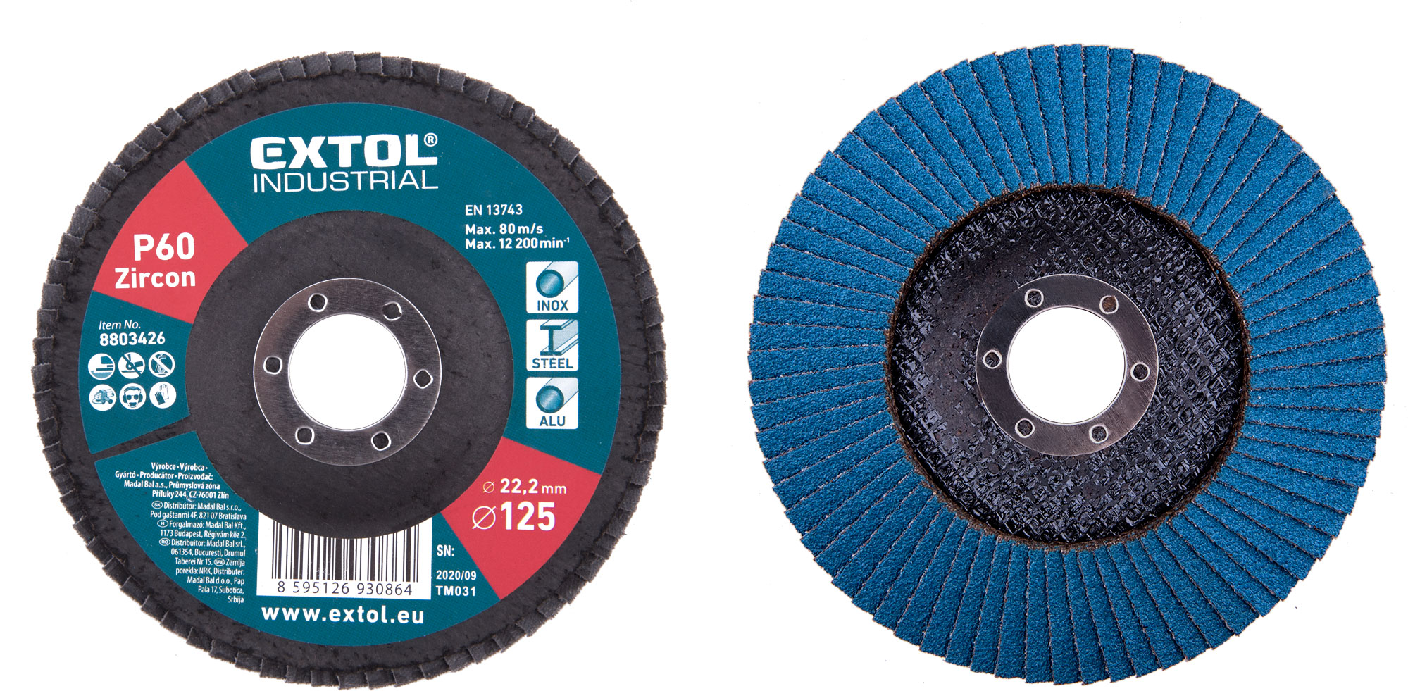 Abrasive flap disc, inclined ,125mm P60, zirconium