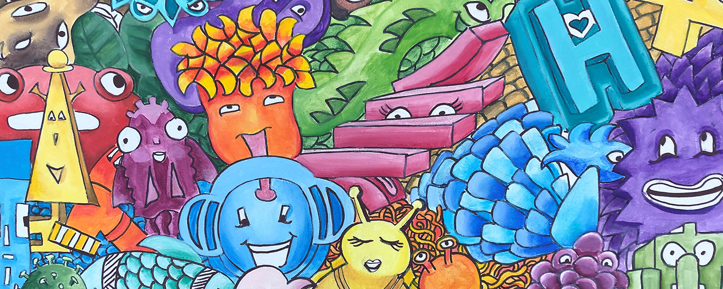 Painted personified shapes