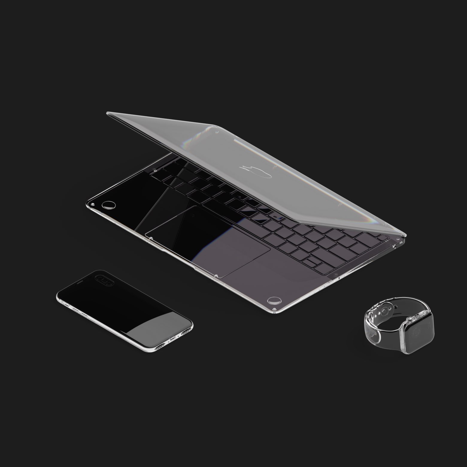 Shapefest™ | Glass Isometric Apple Devices 3D Shape Pack