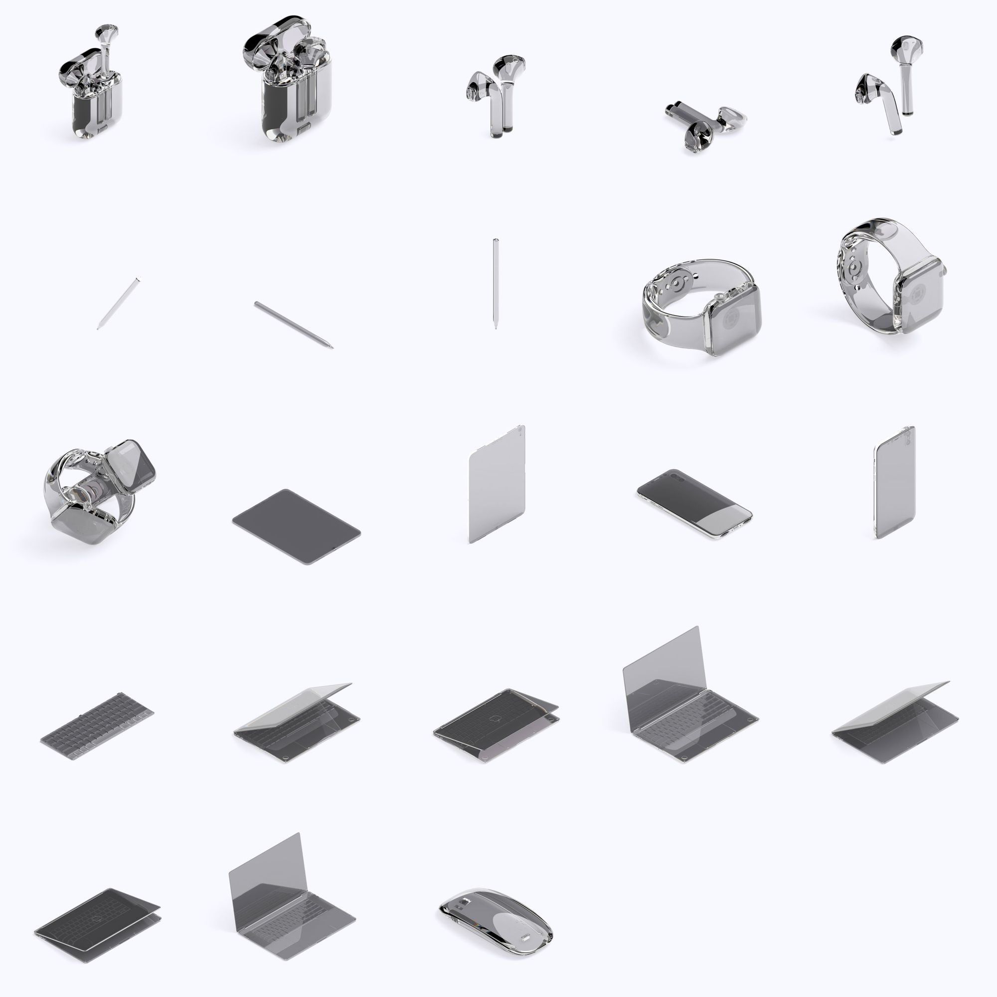 Shapefest™ | Glass Isometric Apple Devices 3D Shape Pack