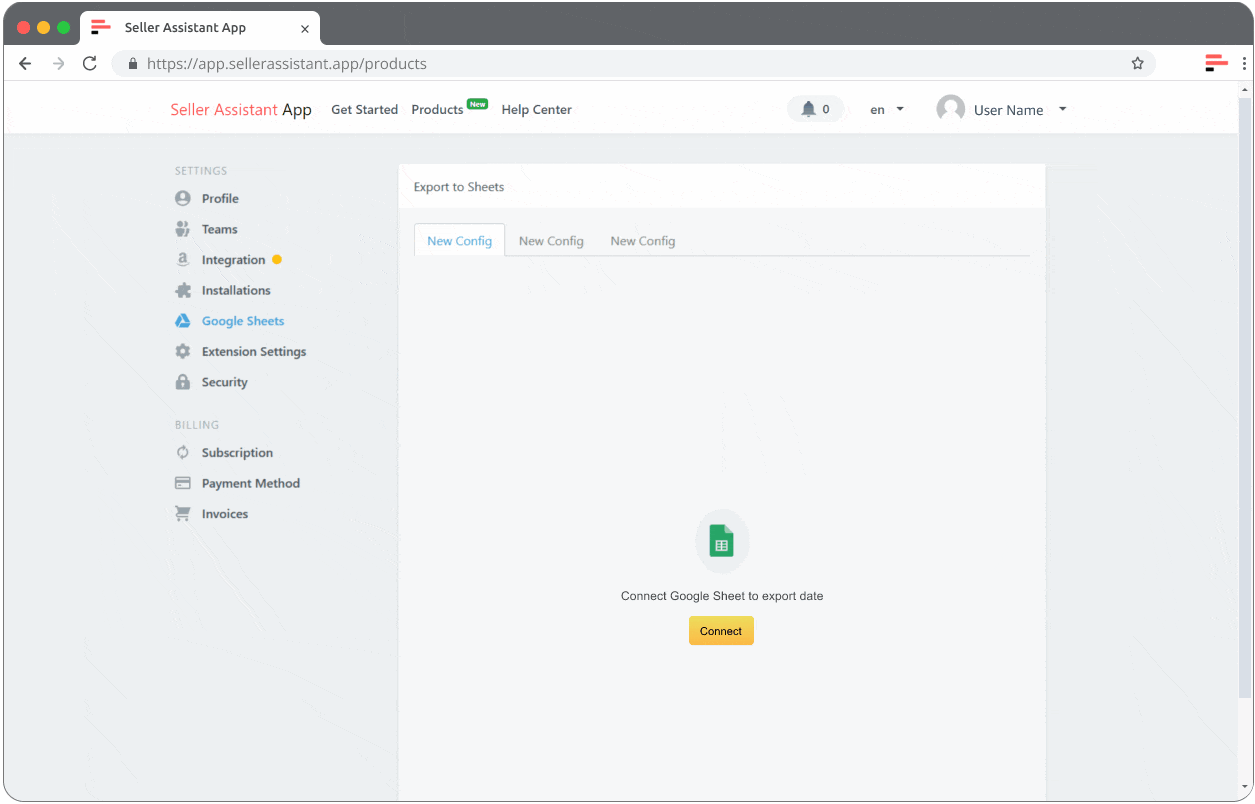Seller Assistant App Export To Sheets