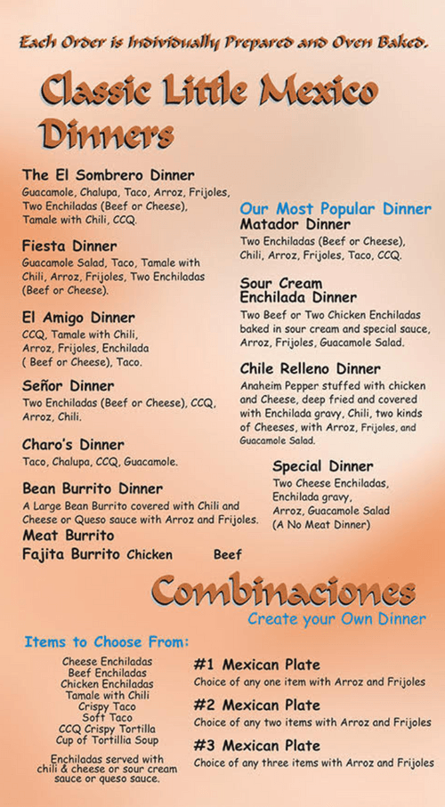 Menu - Little Mexico Palestine | Mexican Food Restaurant in Palestine ...