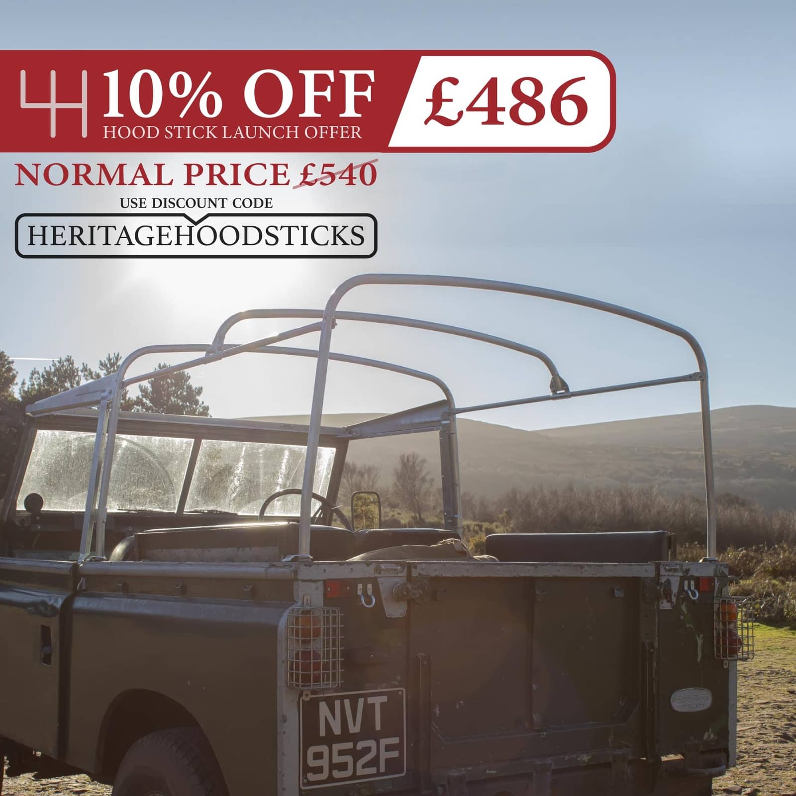 88"/109" Bikini Hood Stick Kit, Land Rover Series 2/3