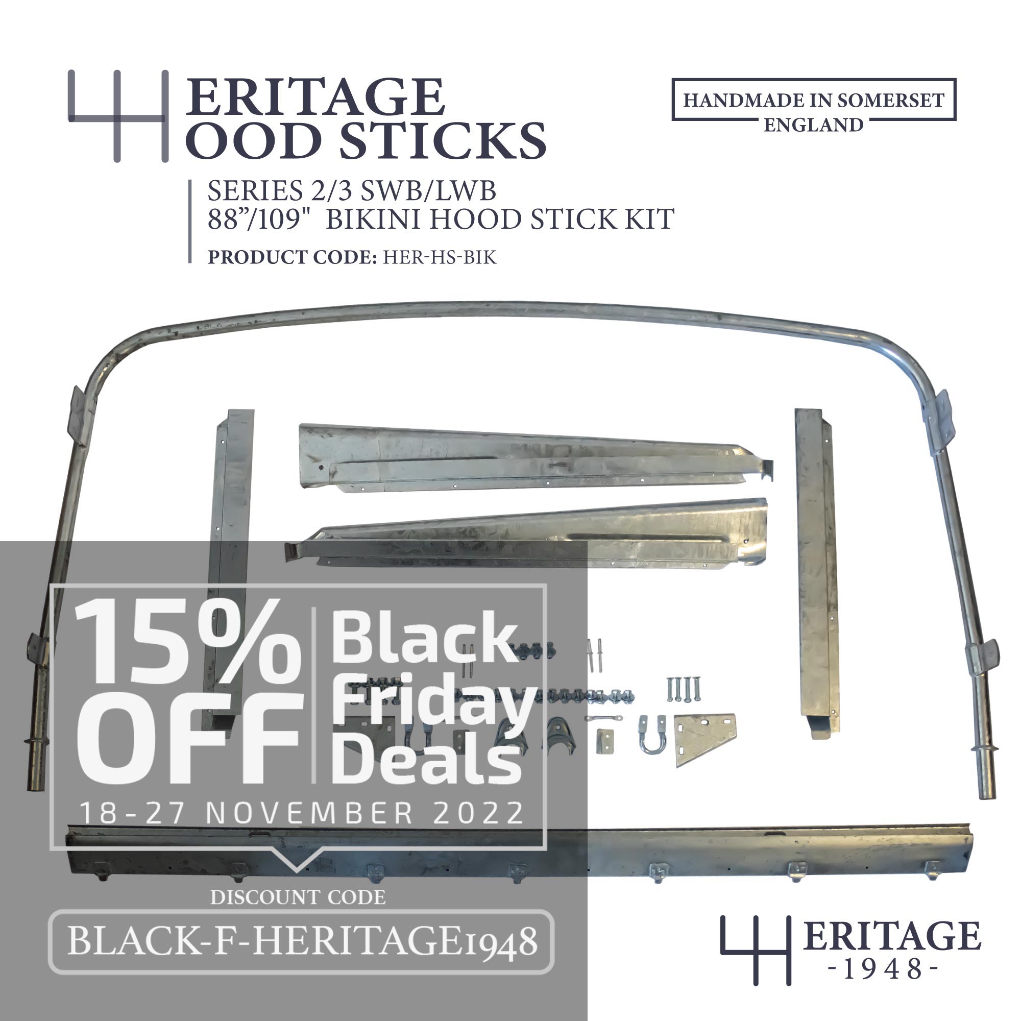 88" 3/4 'Truck Cab' Stick Kit, Land Rover Series 2/3