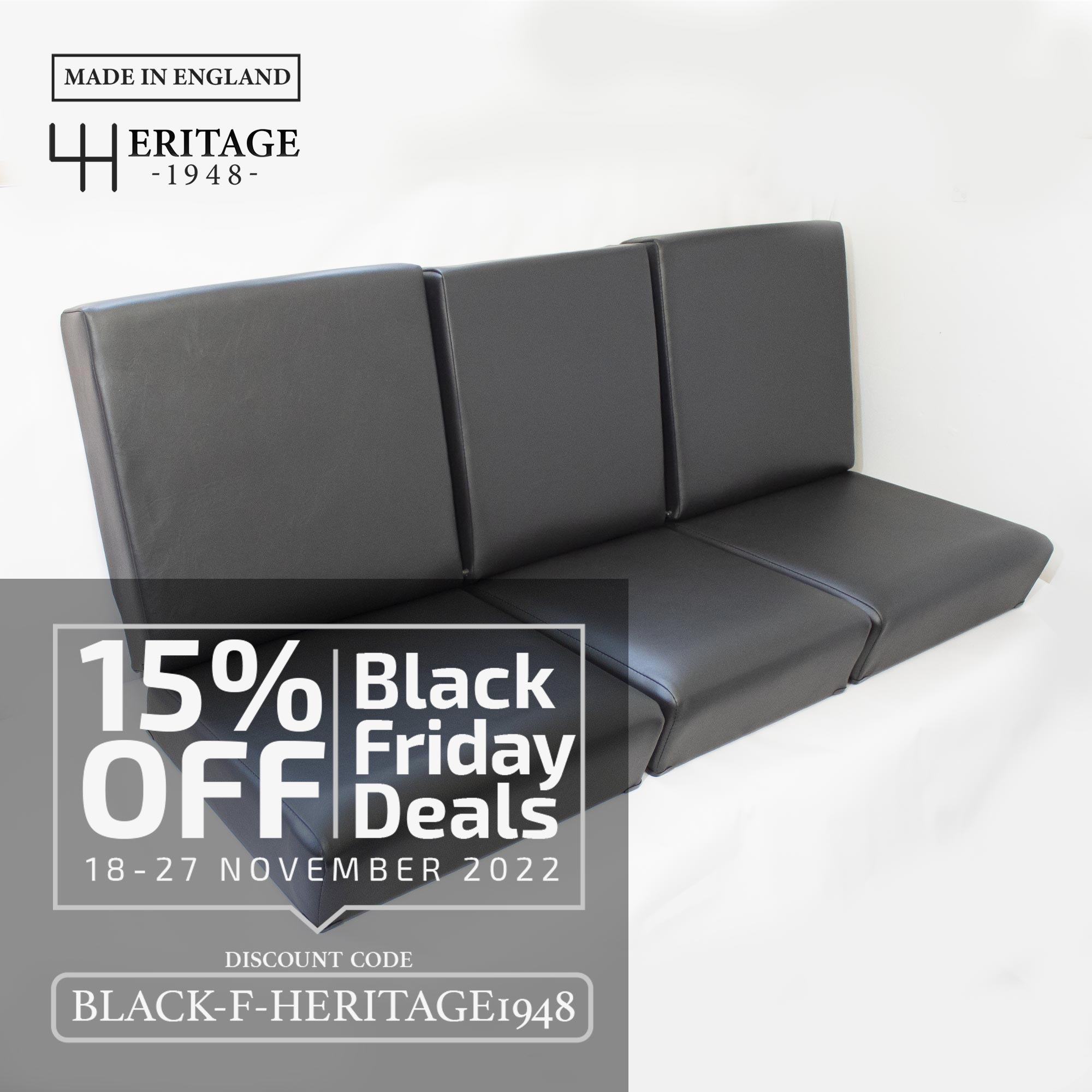 Series 2/3 Land Rover Deluxe Front Seat Set - Black Vinyl