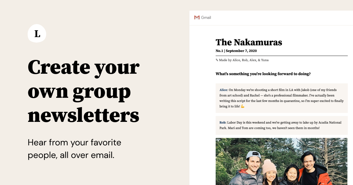 Letterloop: The Newsletter for Friends, Families & Teams