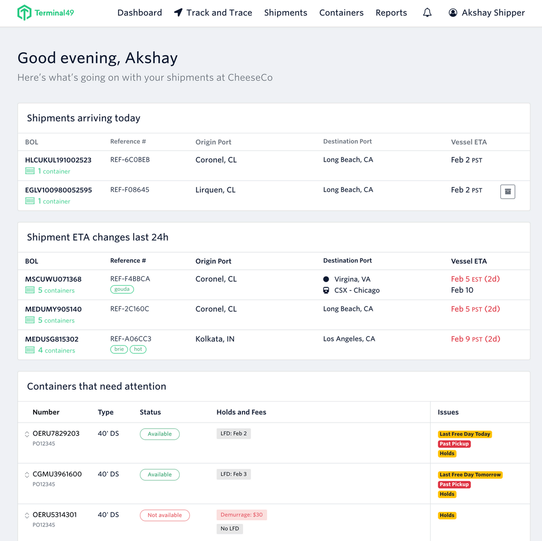 Search Container & Ocean Freight Tracking System | Terminal49