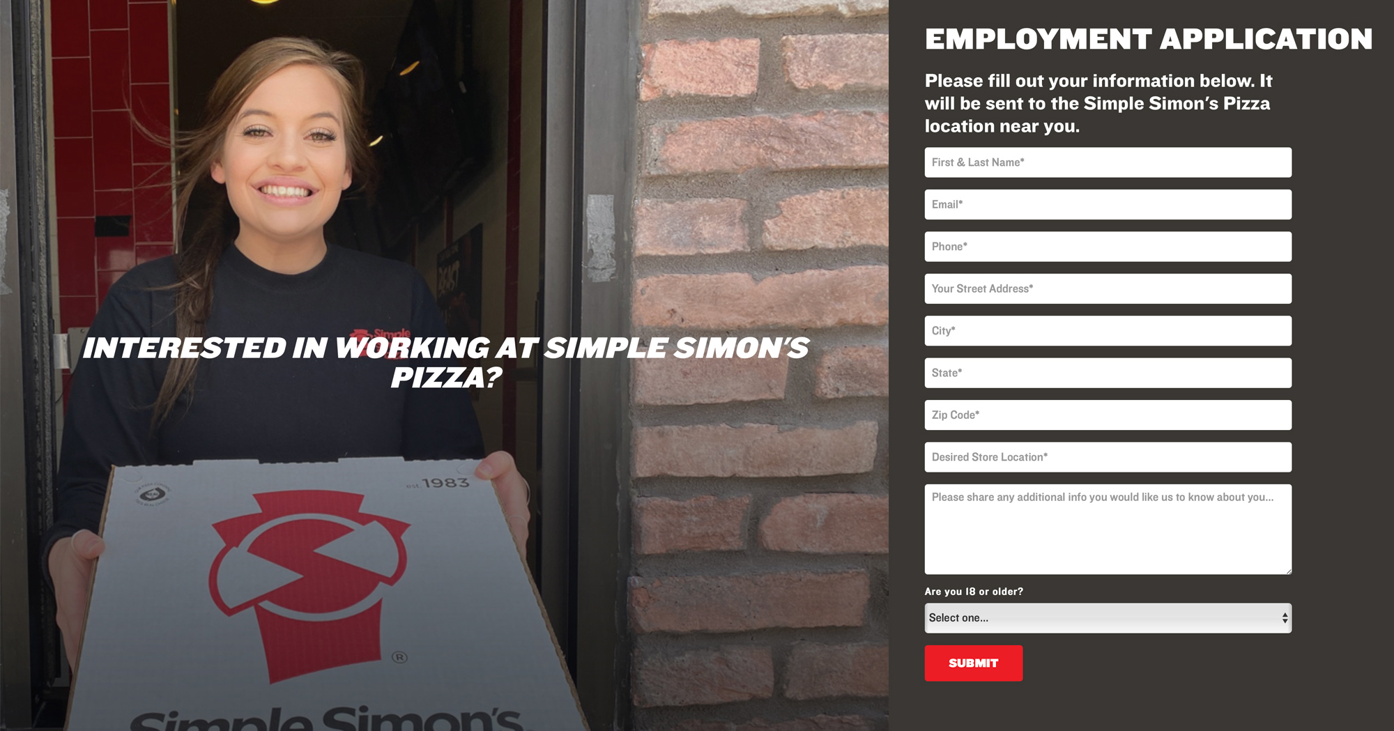 Simple Simon's Pizza - Employment Application