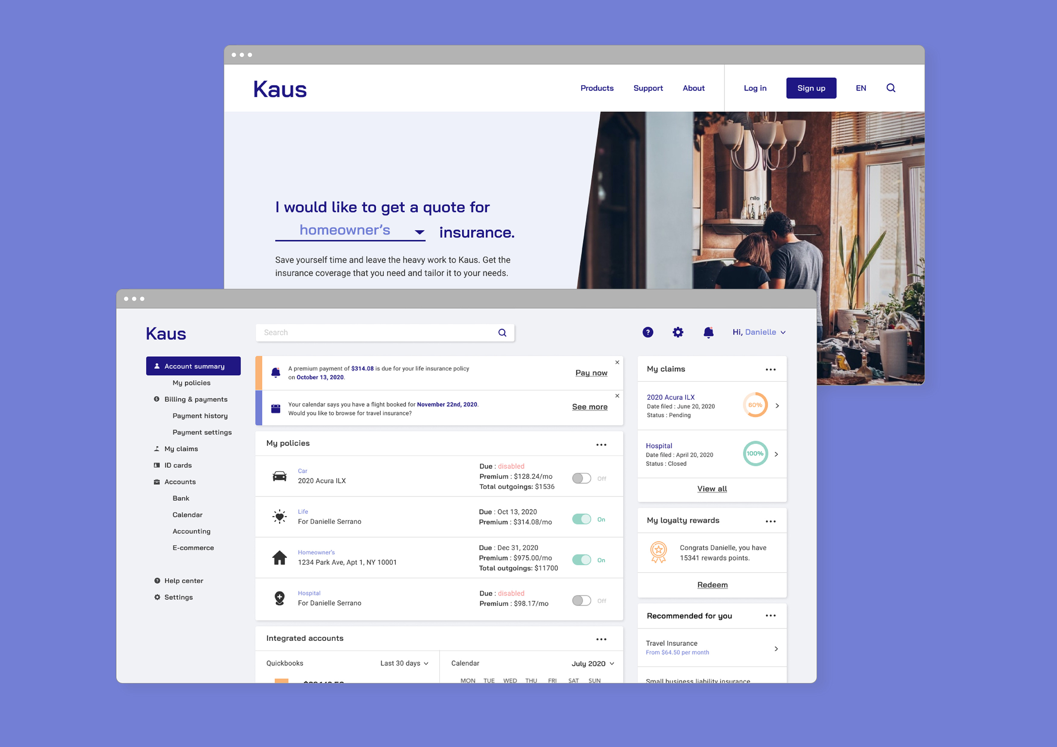 Kaus Insurance - UX design