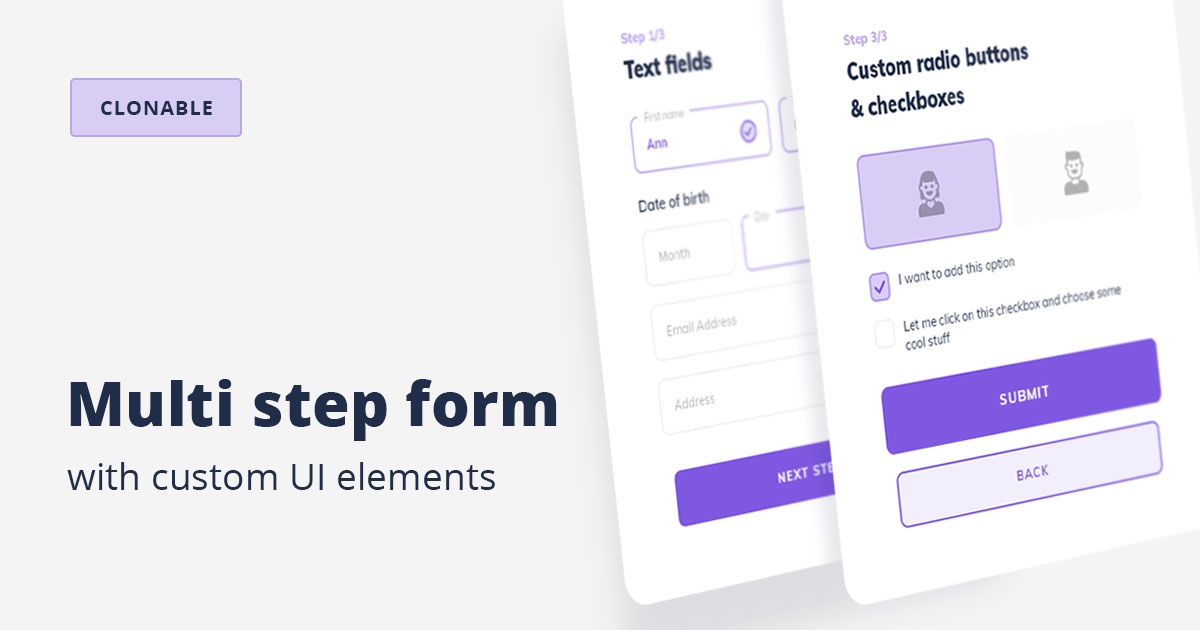 Multi step form with custom UI elements