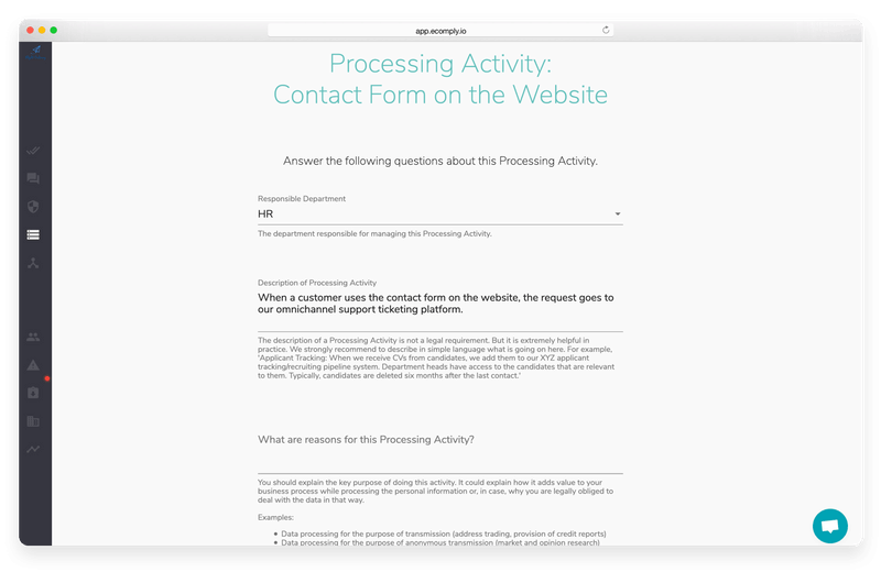 Records of Processing Activities - ECOMPLY